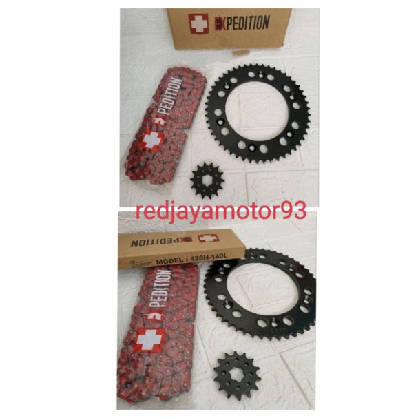 Jual gear set crf 150 vzm black rantai merah Expedition supermoto ...