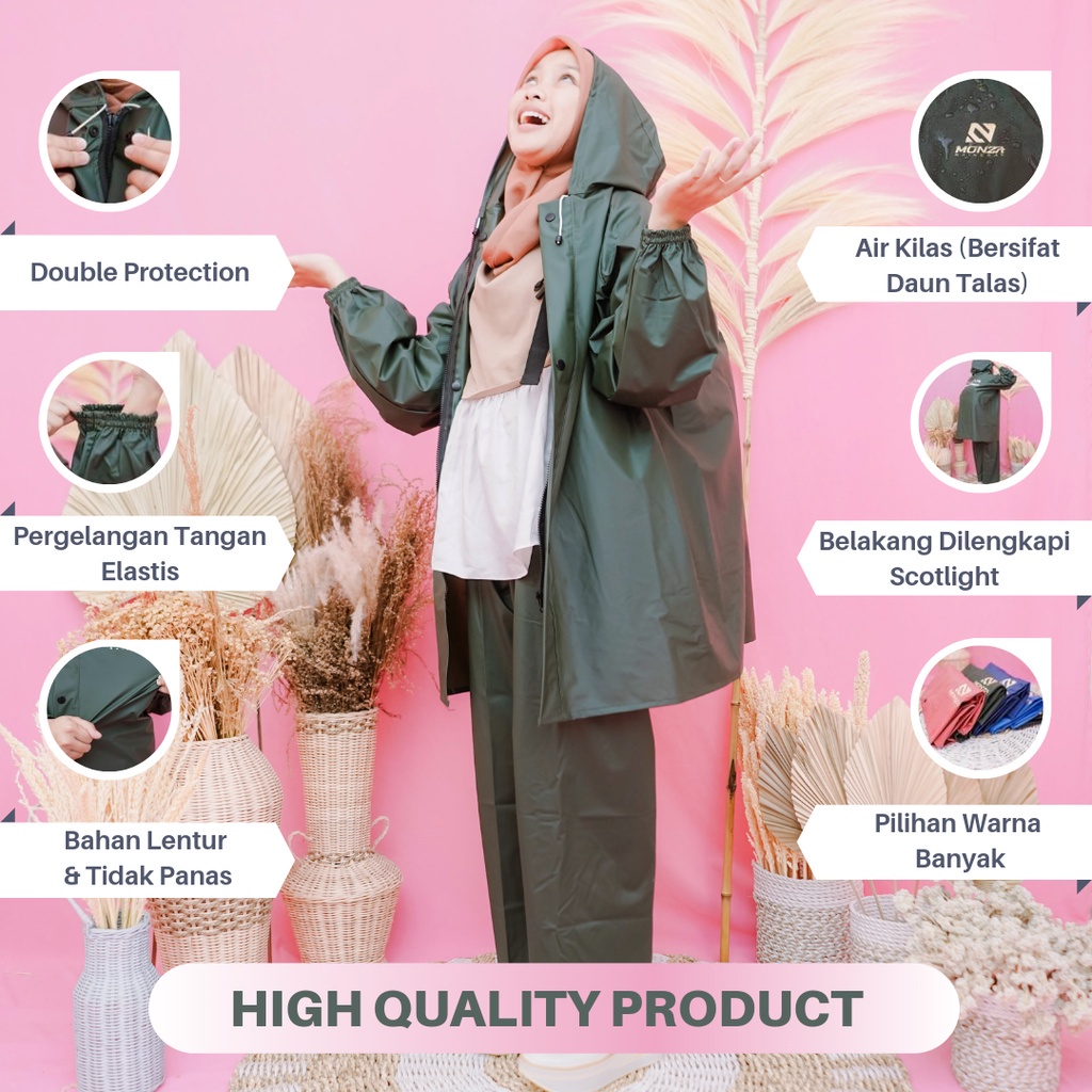 Jual Jas Hujan MONZA Bahan Pvc Tebal dan Lentur Jas Hujan Raincoat ...