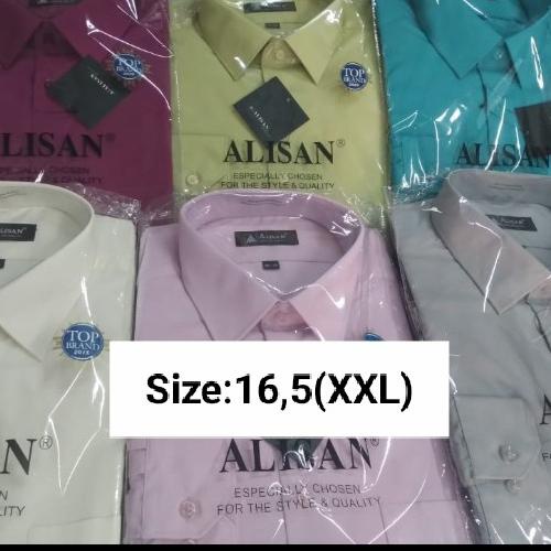 Jual kemeja alisan polos ukuran jumbo lengan panjang - 16'5(XXL ...