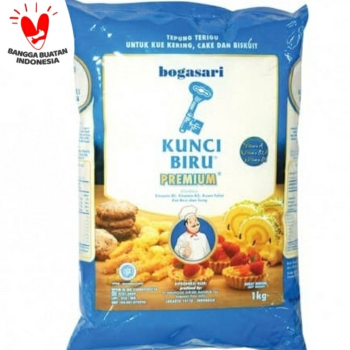 Jual Tepung Terigu Protein Rendah Bogasari Kunci Biru 1Kg | Shopee ...