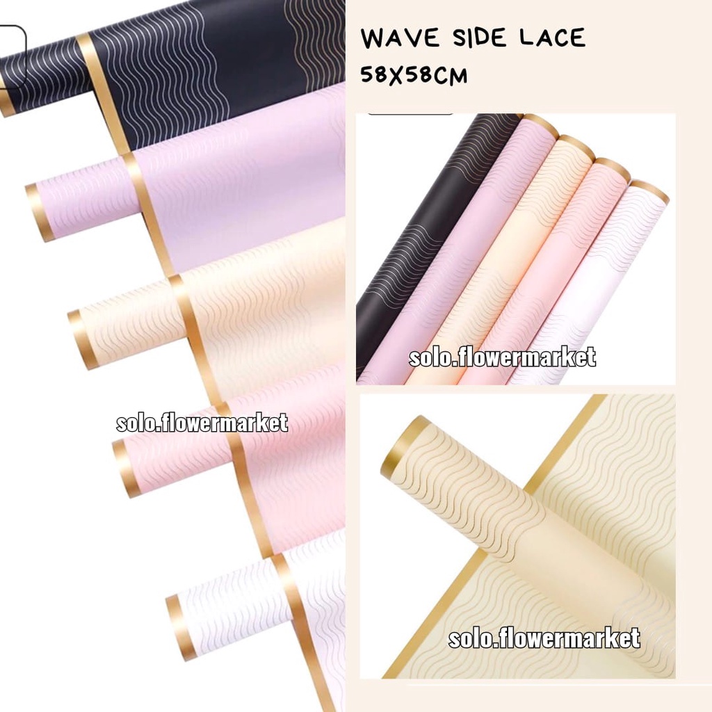 Jual WAVE SIDE WRAPPING PAPER GOLD LINE FLOWER WRAP CELLOPHANE ...