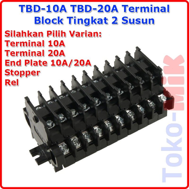 Jual TBD-10A TBD-20A Terminal Blok Block TBD Tingkat 2 Susun 2 10A 20A | Shopee Indonesia