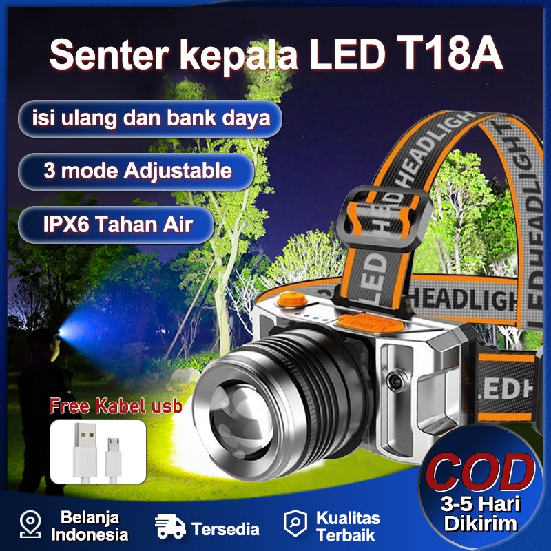 Jual Lampu Sorot Induksi Senter Kepala T9 Led Zoom Isi Ulang Lampu Kepala Senter Super Terang ...