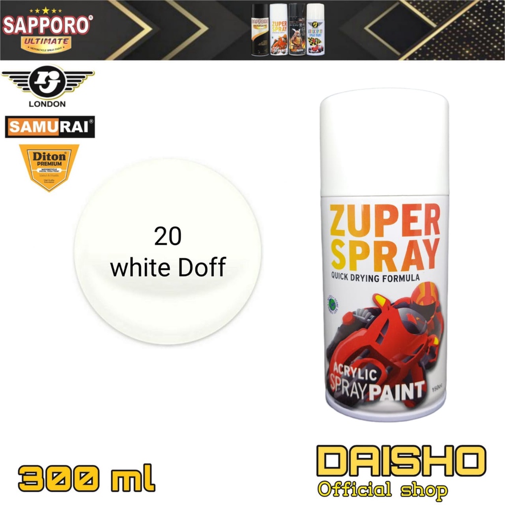 Jual pilox pilok putih white doff 300ml zuper spray cat semprot spray paint untuk body motor ...
