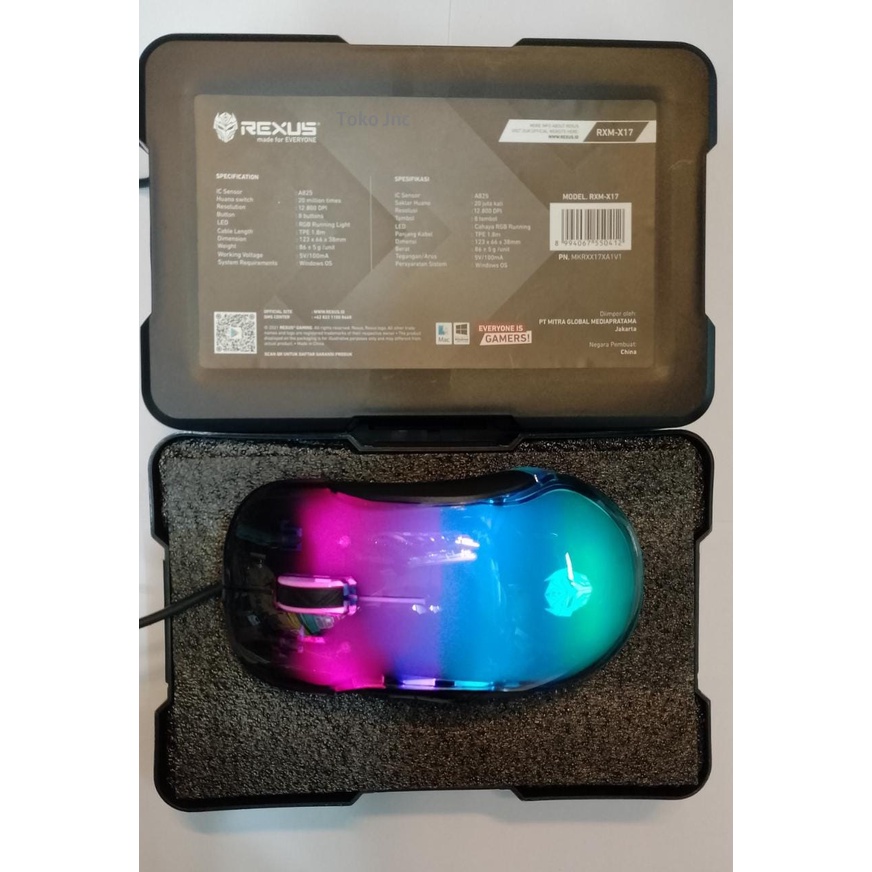 Jual Mouse Gaming Rexus BARA X17 Crystal RGB 8 Button Macro Sensor IC ...