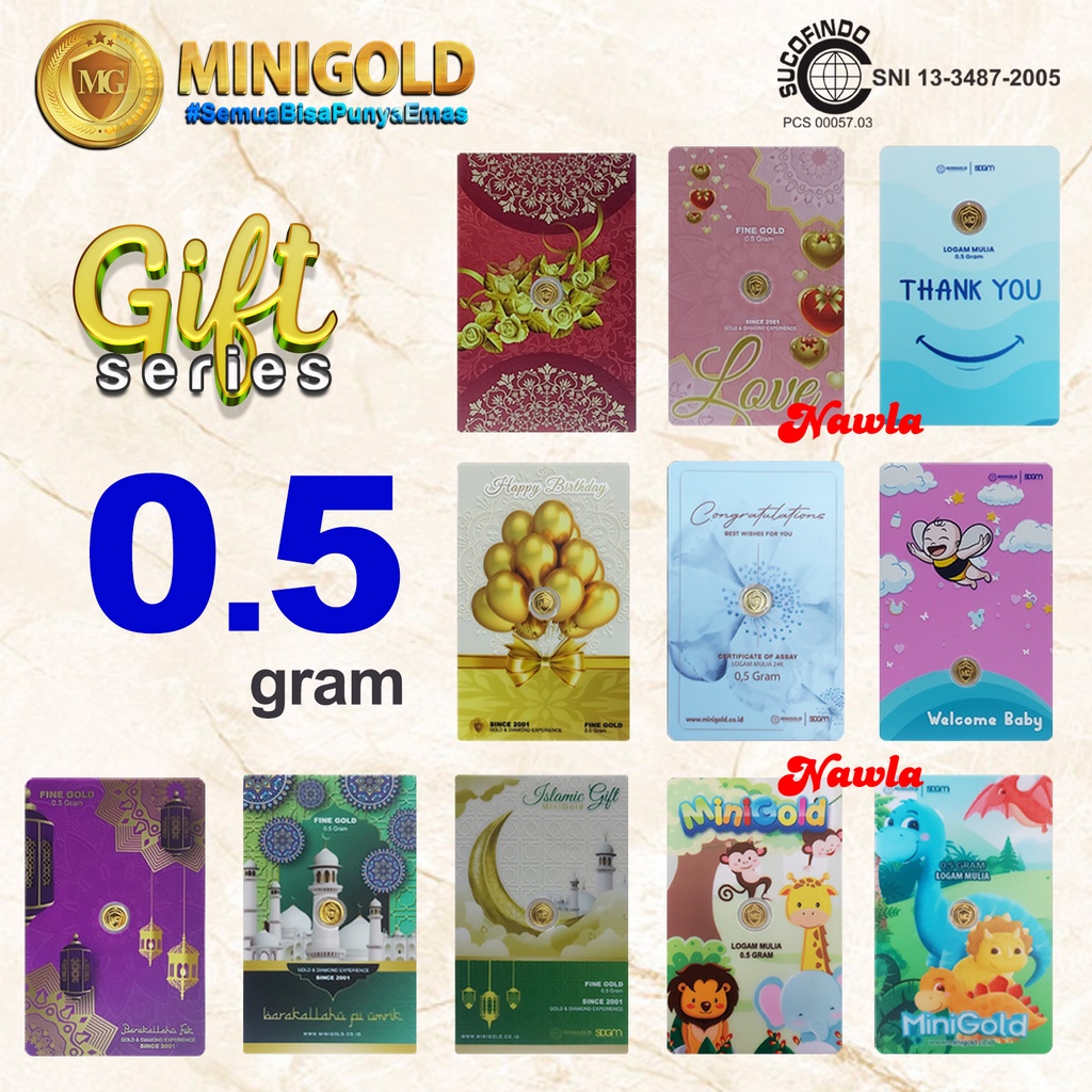 Jual Minigold GIFT Series 0.5 gr Logam Mulia Emas Murni 24K Hadiah Kado ...