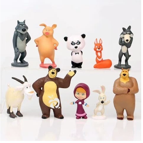 Jual Marsha And The Bear Figure Set 10 / Topper Kue Cake | Shopee Indonesia