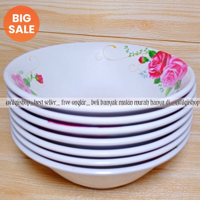 Jual promo 12pcs Mangkok Melamin 6Inch - Mangkok Motif Bunga - Mangkok ...