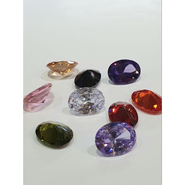 Jual Permata Sirkon Oval Cutting 10x14 mm Cubic Zirconia | Shopee Indonesia