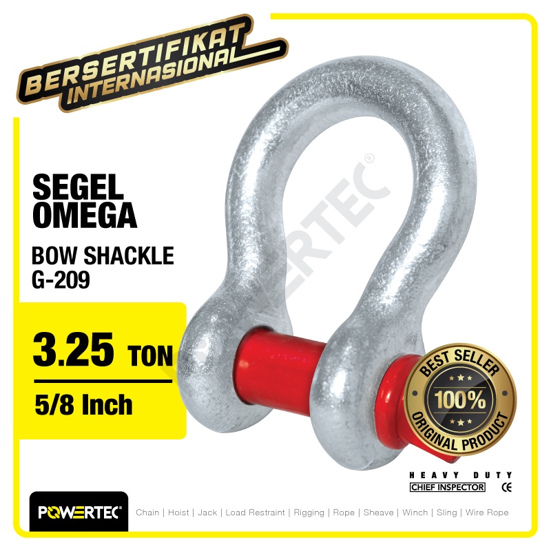 Jual POWERTEC Bow Shackle Omega G209 3.25 Ton - 5/8" Segel Screw Pin ...