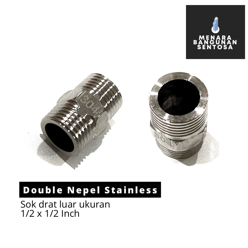Jual Double Nepel Stainless 1/2" Inch / Sock Neple Sambungan Pipa / Kran | Shopee Indonesia