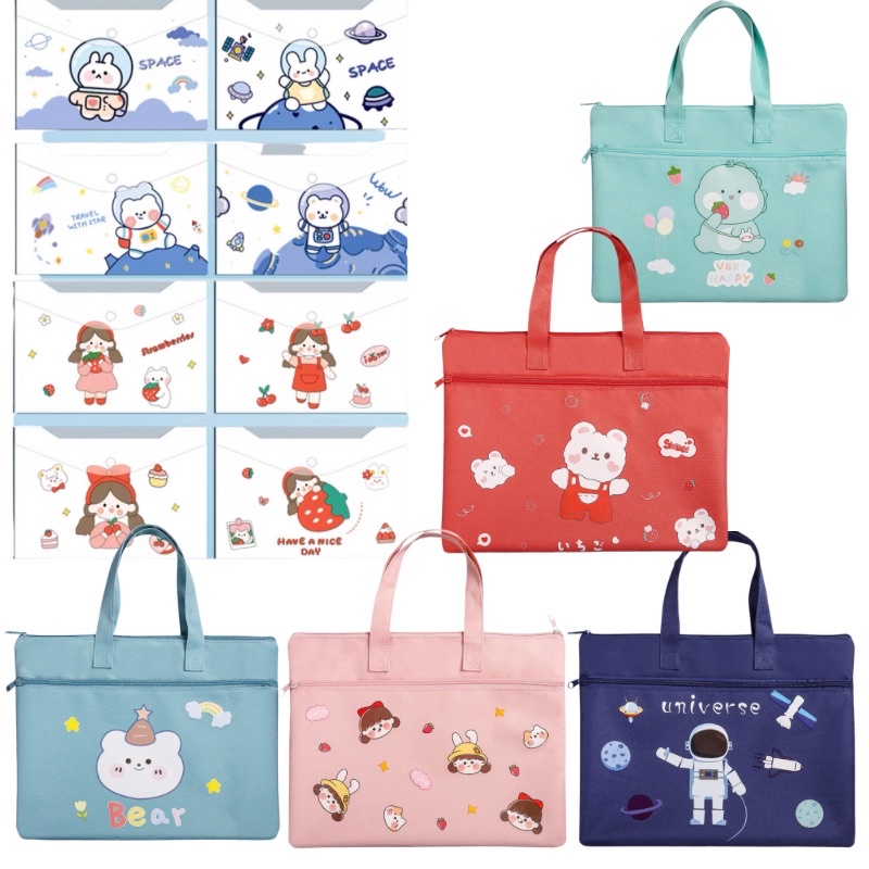 Jual tas les buku books hand bag cute map a4 stationary organizer paper ...