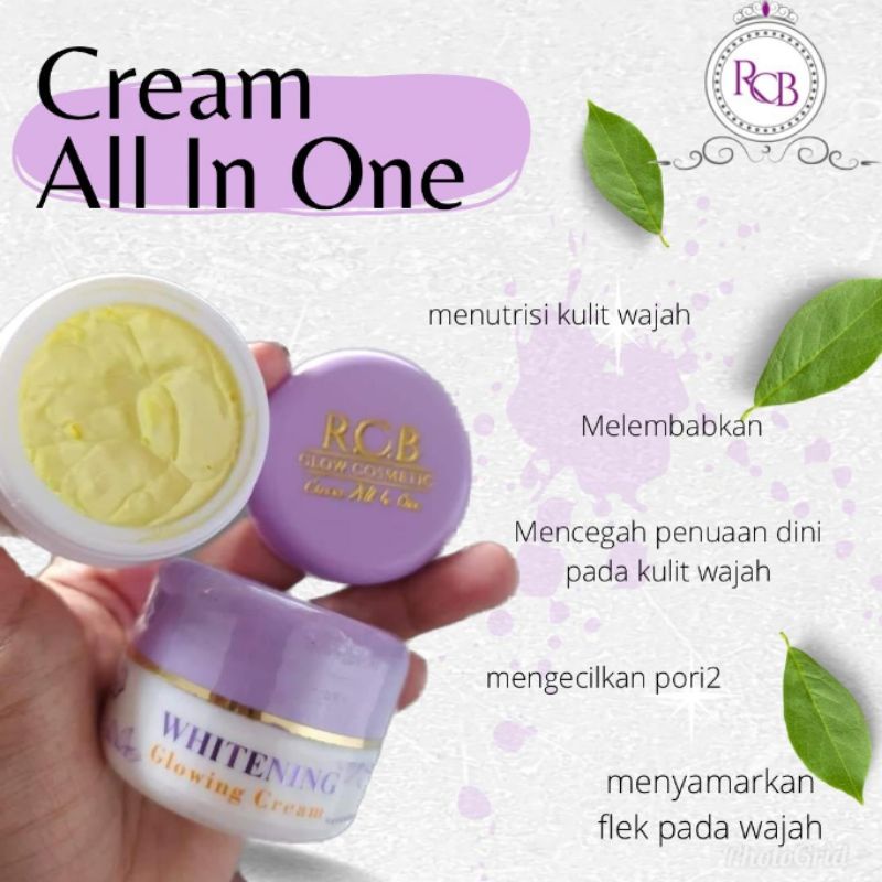 Jual ORIGINAL BPOM cream whitening all in one RCB GLOW (COD) | Shopee ...