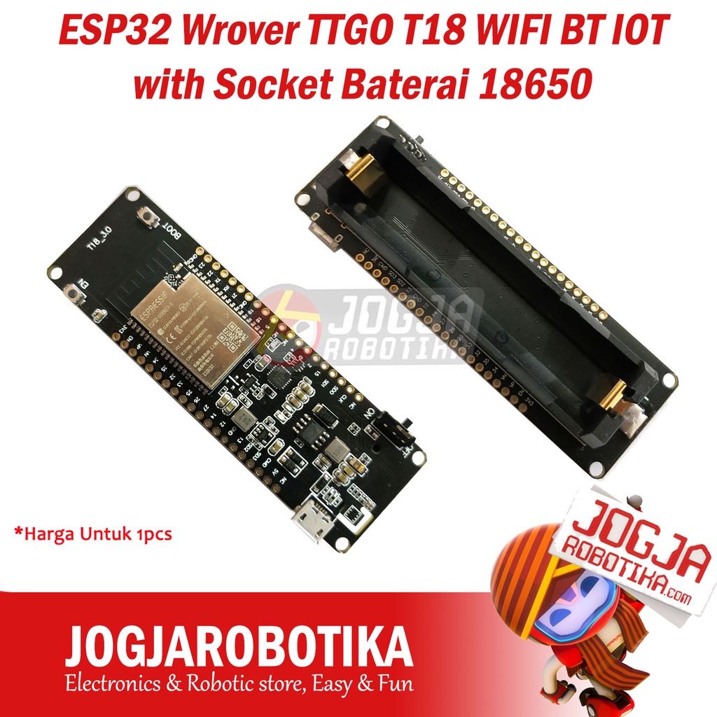 Jual ESP32 ESP-32 Wrover TTGO T18 WIFI Bluetooth IOT Development Board with Socket Baterai 18650 ...