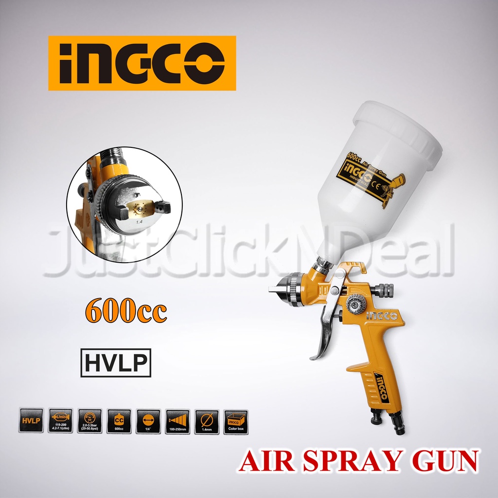 Jual Ingco Air Spray Gun HVLP Tabung Atas 600 cc Industrial Semprotan ...