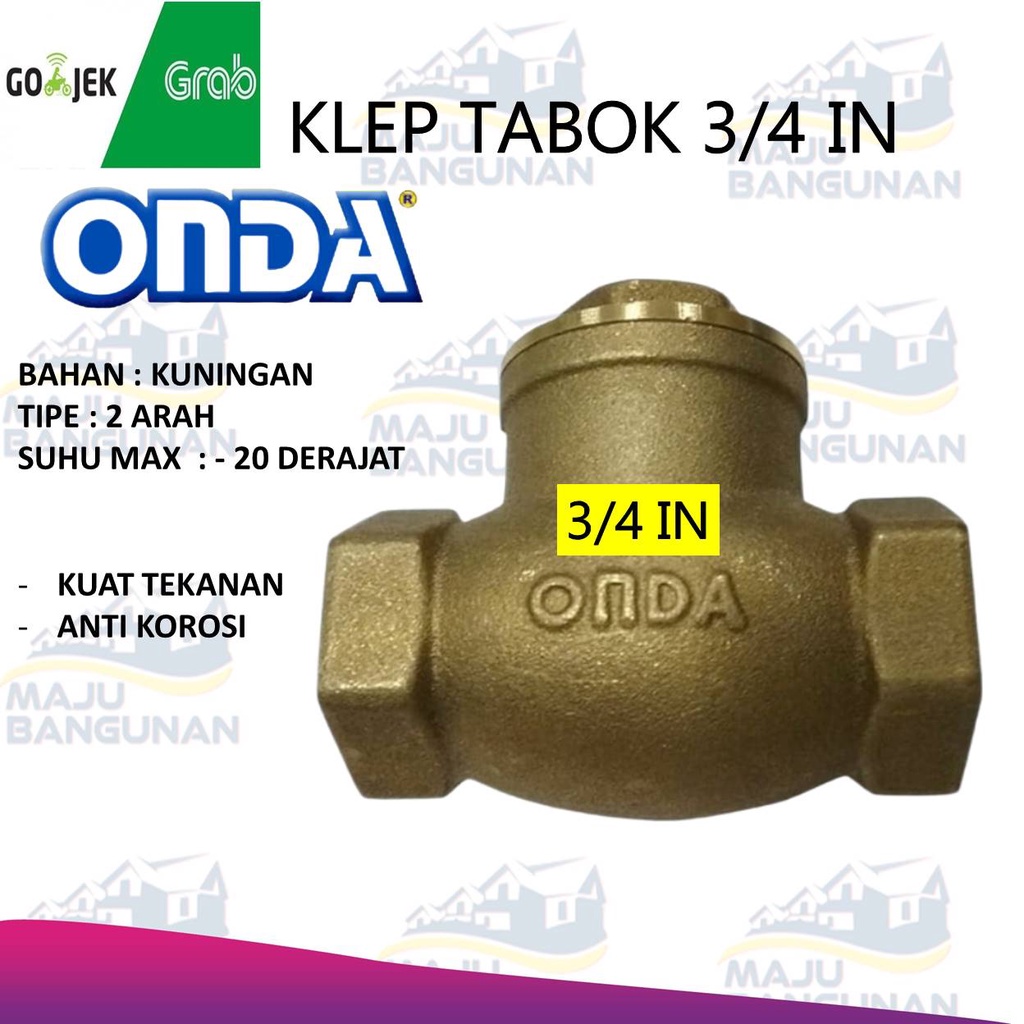 Jual KLEP TABOK 3/4 INCH ONDA KUNINGAN / CHECK VALVE 3/4 IN ONDA ... Jual KLEP TABOK 3/4 INCH ONDA KUNINGAN / CHECK VALVE 3/4 IN ONDA ...