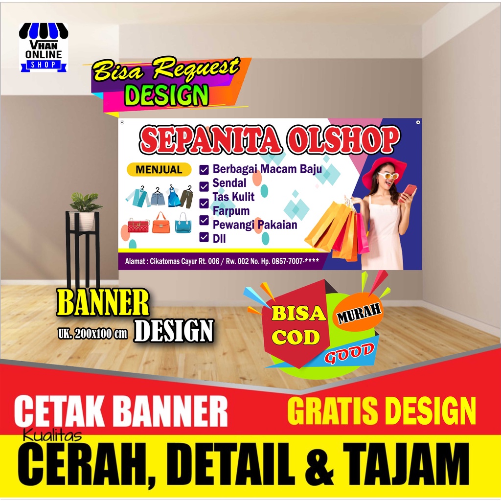 Jual Spanduk Banner Backdrop Jualan Fashion, Sepatu, Tas, Topi Keren ...