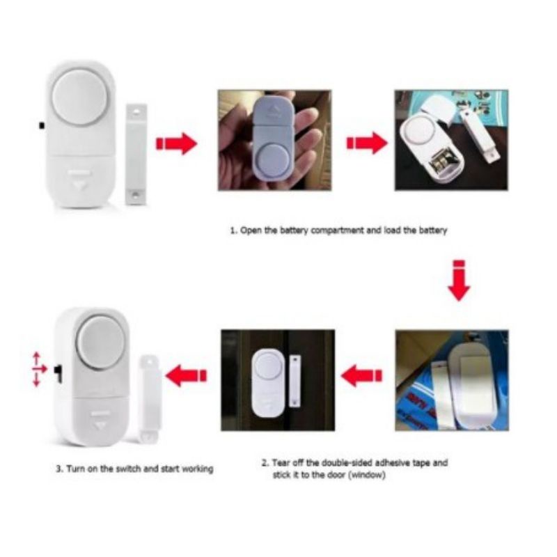 Jual Alarm Anti Maling Bunyi Sensor Pencuri Tempel Door Window Pintu ...
