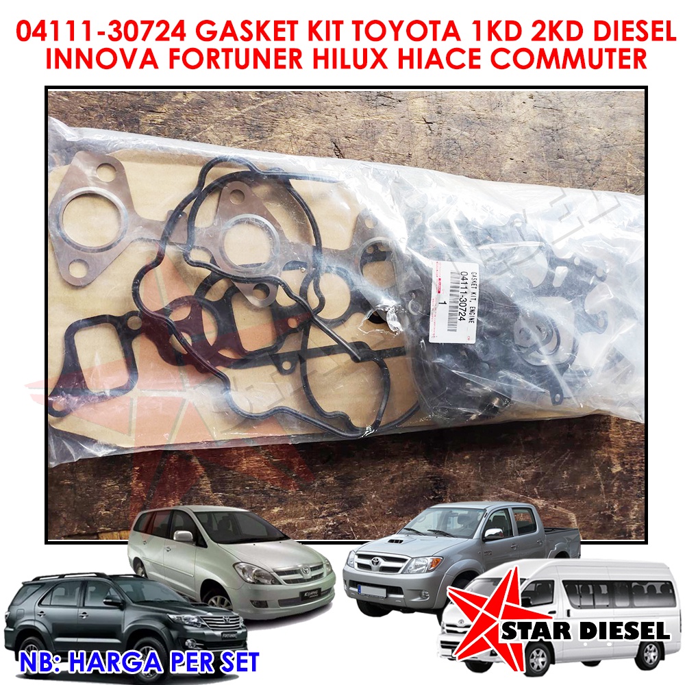 Jual 04111-30724 GASKET KIT TOYOTA ASLI 1KD 2KD DIESEL INNOVA PAKING ...