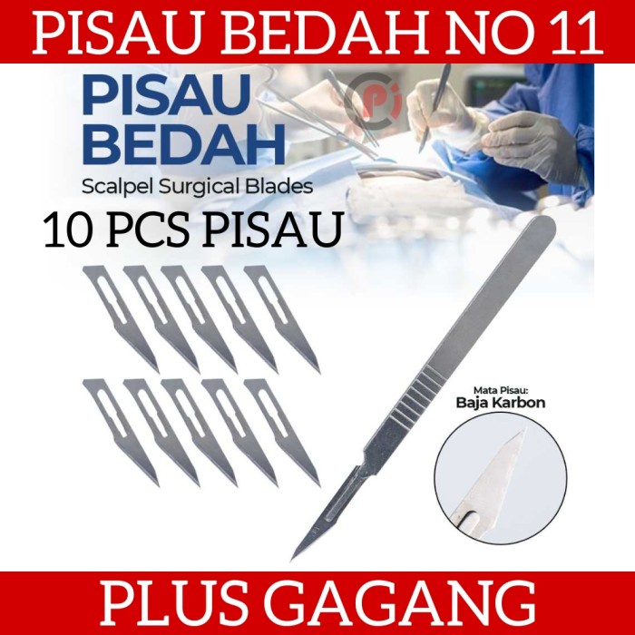 Jual Paket Set Pisau Bedah No 11 Plus Gagang Handle Pisau Ukir Isi 10 ...