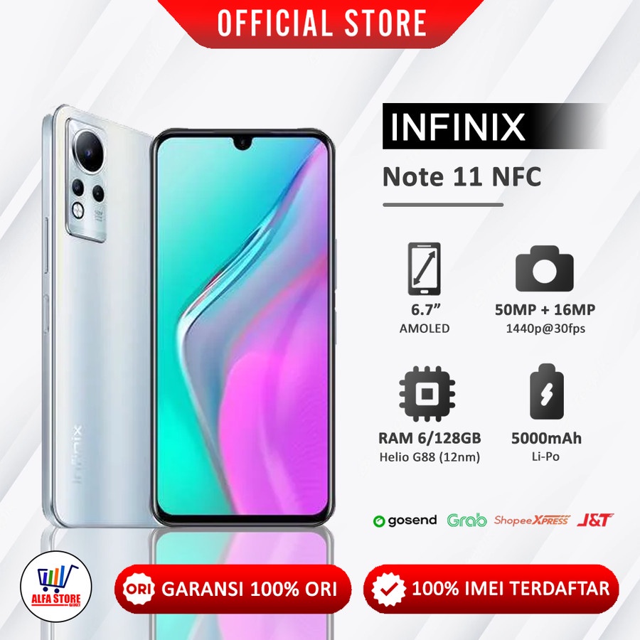 Jual INFINIX NOTE 11 NFC RAM 6 / 128 GB HP GAMING MURAH,NEW GARANSI ...