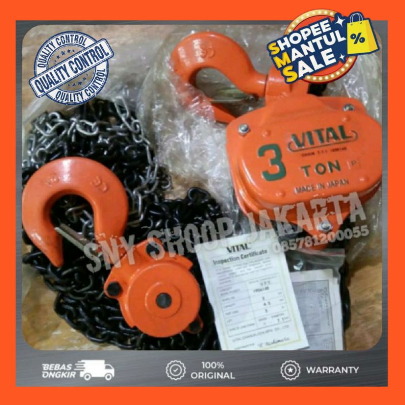 Jual Chain Block/Takel Manual VITAL 3 Ton x 15 Meter Made in Japan ...