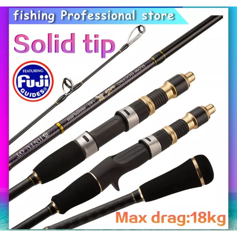 Jual joran Jigging bahan serat carbon solid 180 cm full fuji drag 18 kg ...