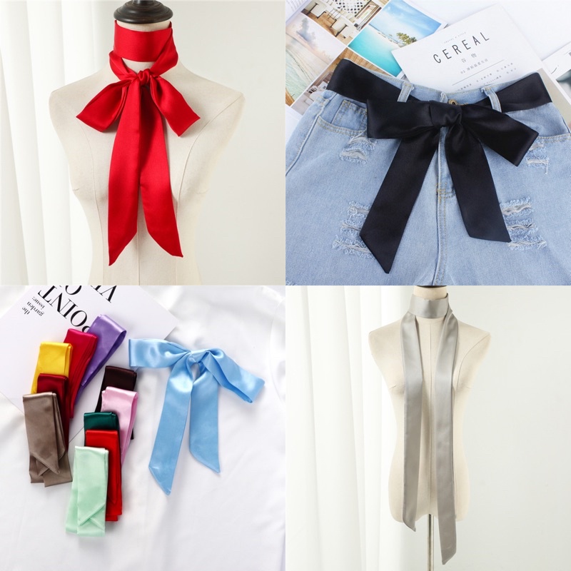 Jual tali scraf satin leher / belt obi pinggang / sabuk satin / dasi ...