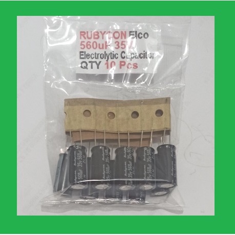 Jual QTY 10 Pcs RUBYCON Elco 560uF 35V Electrolytic Capacitor | Shopee ...