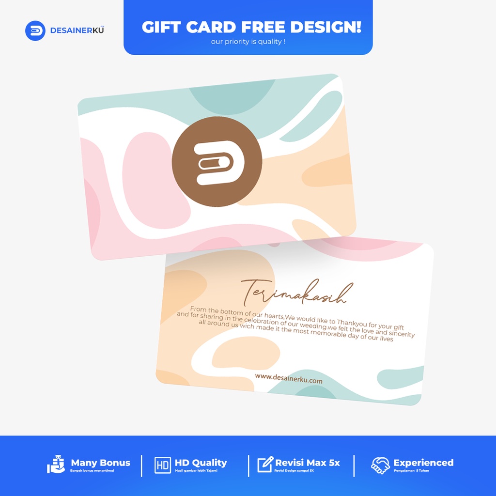 Jual Thank you card custom | (FREE TEMPLATE DESAIN) | Kartu ucapan terimakasih |Kartu ...