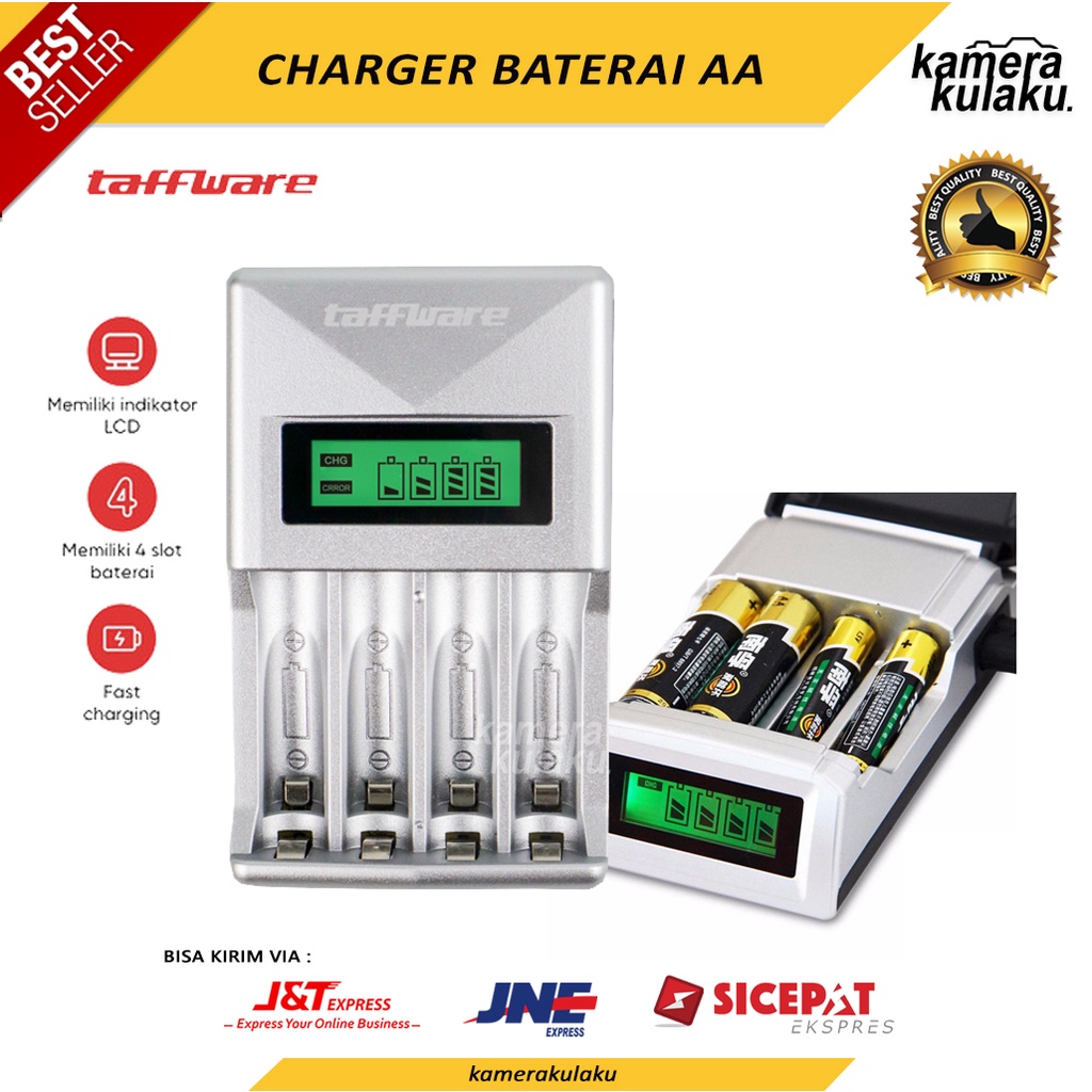 Jual Taffware Smart Intelligent LCD 4 Slot Charger Baterai for AA AAA ...