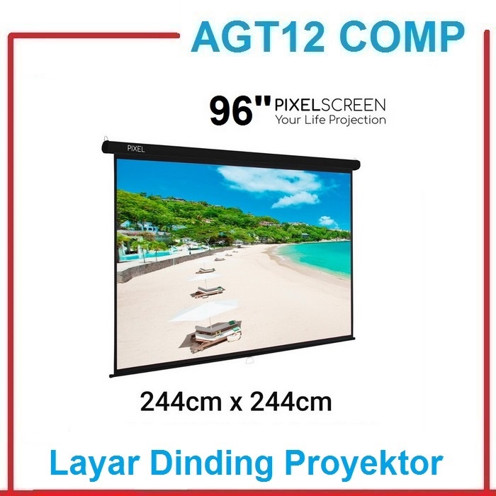 Jual Pixel Layar Proyektor Gantung 96 Inch Projector Wallscreen Screen ...