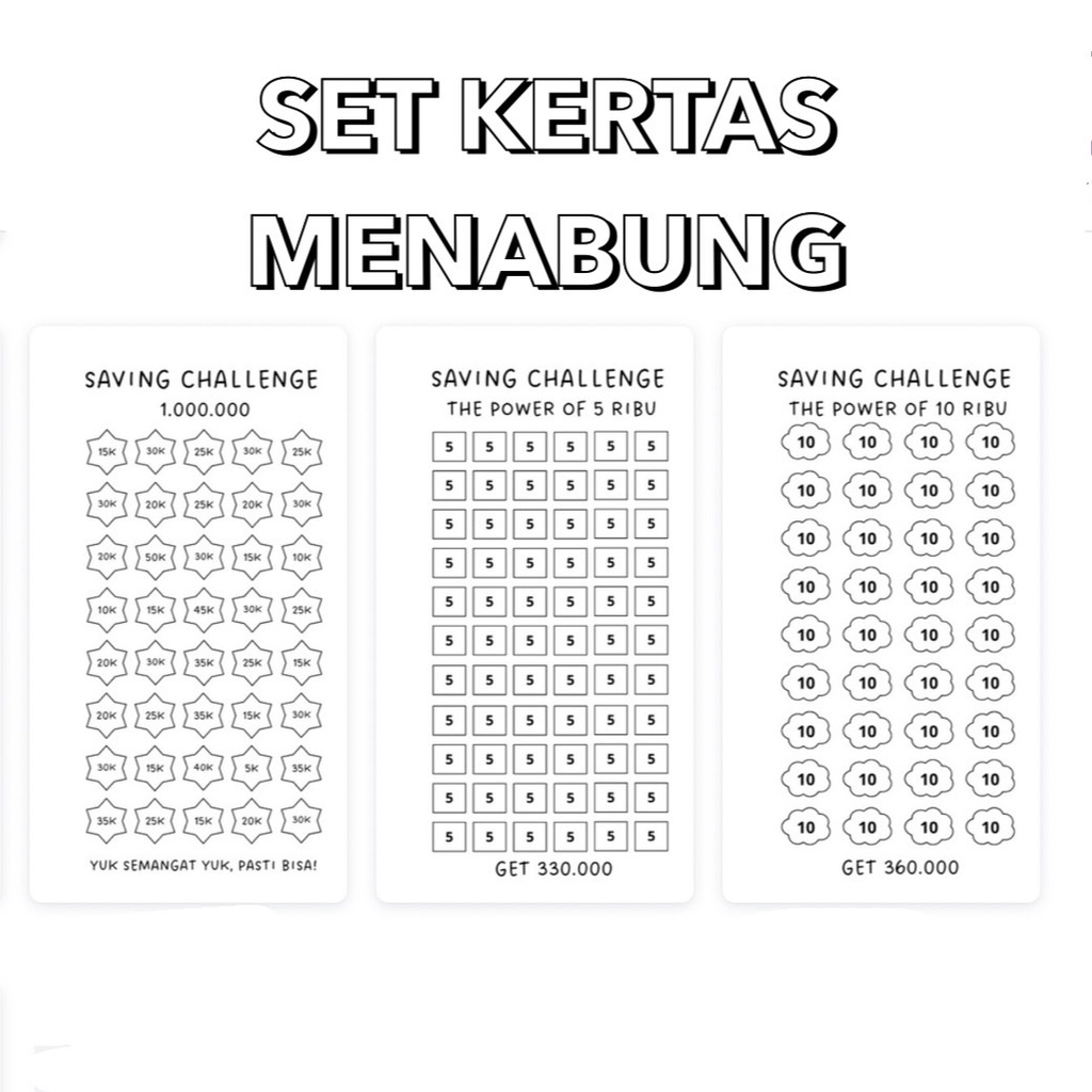 Jual SET KERTAS CHALLENGE MENABUNG A6 HITAM PUTIH | Shopee Indonesia