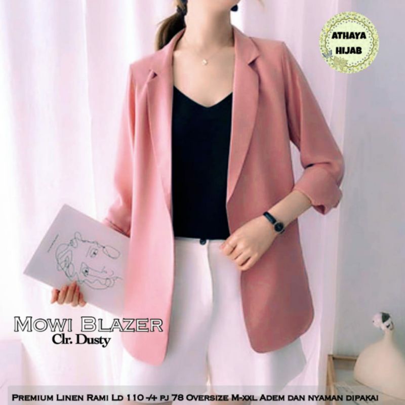 Jual Blazer Wanita Linen Rami Premium LD 110 Mowi Blezer Wanita Oversize Adem Nyaman Kekinian ...