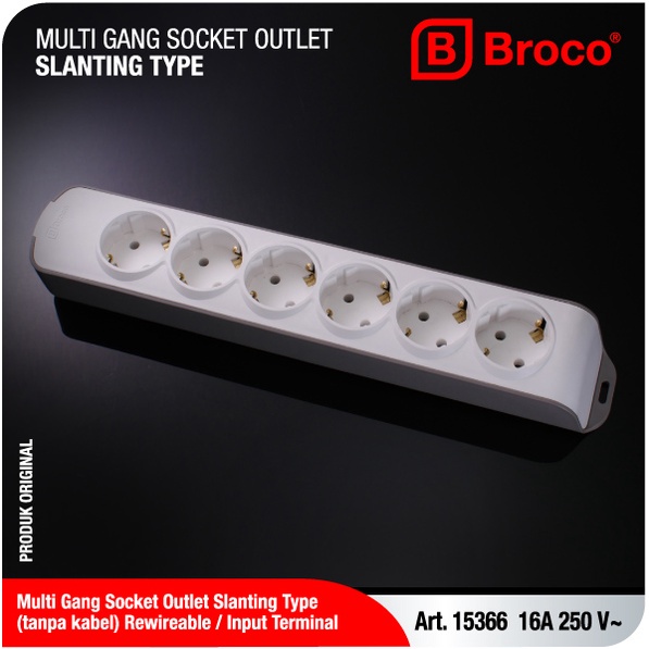 Jual Broco Electrical 15366 Stop Kontak 6 Lubang Miring (NCP) | Shopee ...