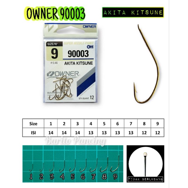 Jual Mata Kail Pancing Owner OH 90003 Akita Kitsune Fishing Hook ...