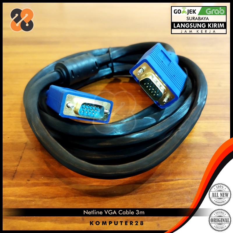 Jual Netline High Quality VGA Cable Male to Male 3M - Kabel VGA 3 Meter | Shopee Indonesia