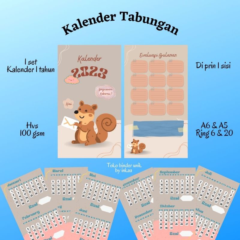 Jual tabungan 1 tahun / isi 8 lembar / tabungan kalender | Shopee Indonesia