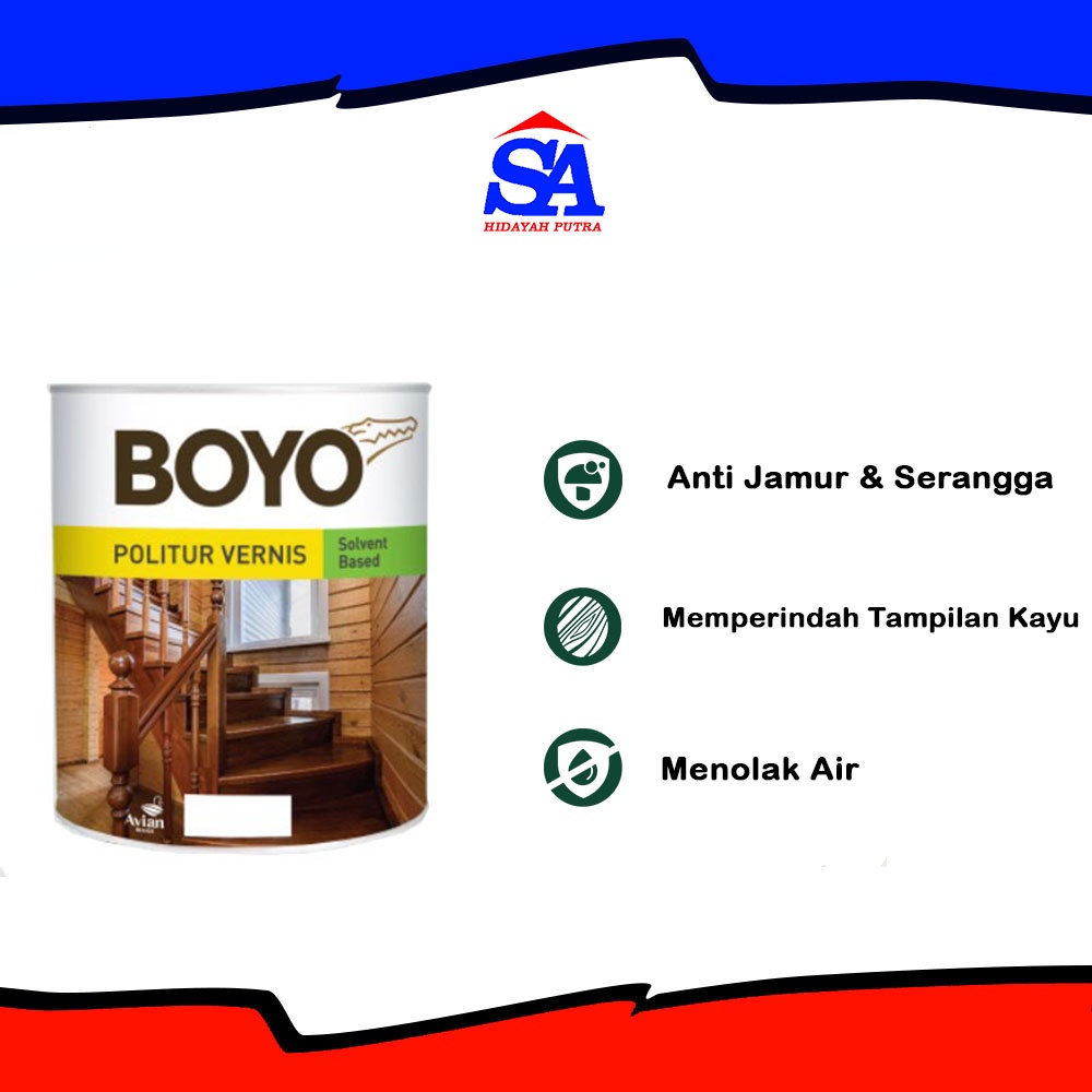 Jual Avian BOYO Politur Plitur Pelitur 1kg Warna / Vernish 1 Liter 1 KG Cat Plitur Kayu (SOLVENT ...