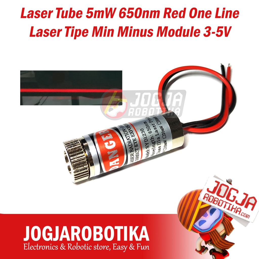 Jual Laser Tube 5mW 650nm Red One Line Laser Tipe Min Minus Module 3-5V ...