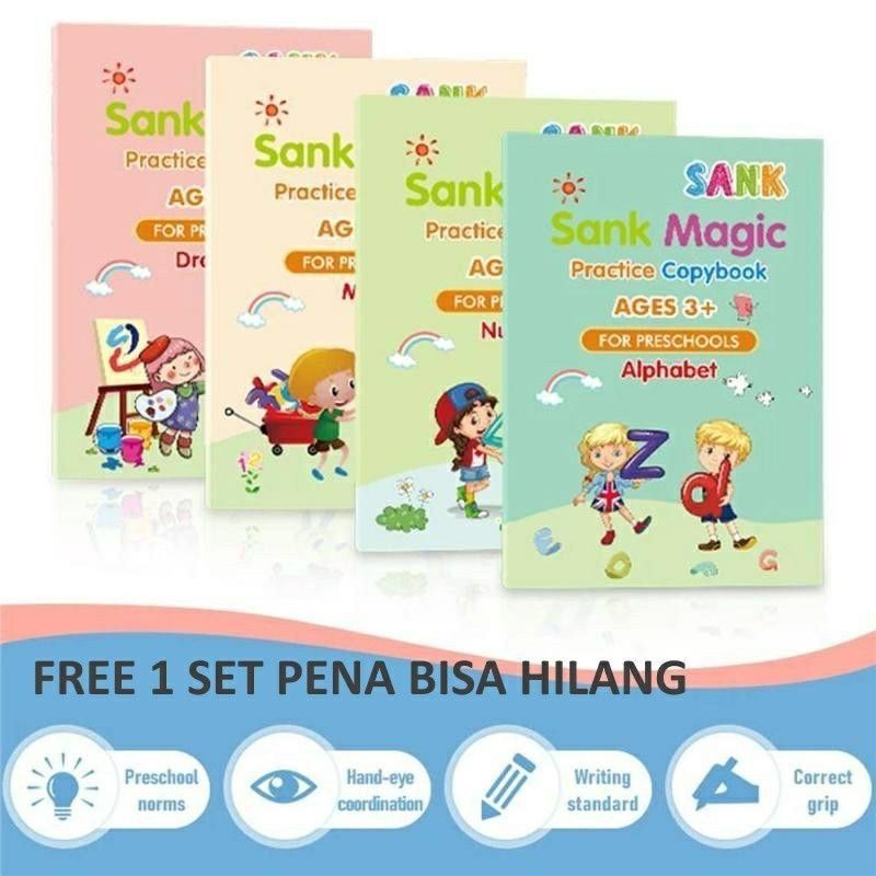 Jual 1234OS - Buku Sank Magic Pratice Book 1 Set Isi 4 Buku dan Pulpen ...
