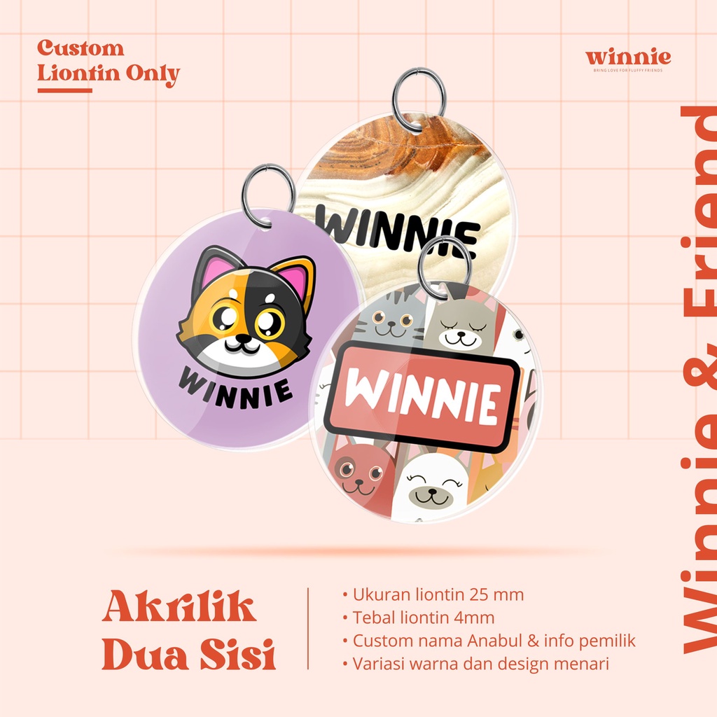 Jual Win02 CUSTOM NAMA KUCING BANDUL AKRILIK 2sisi (LIONTIN ONLY ...