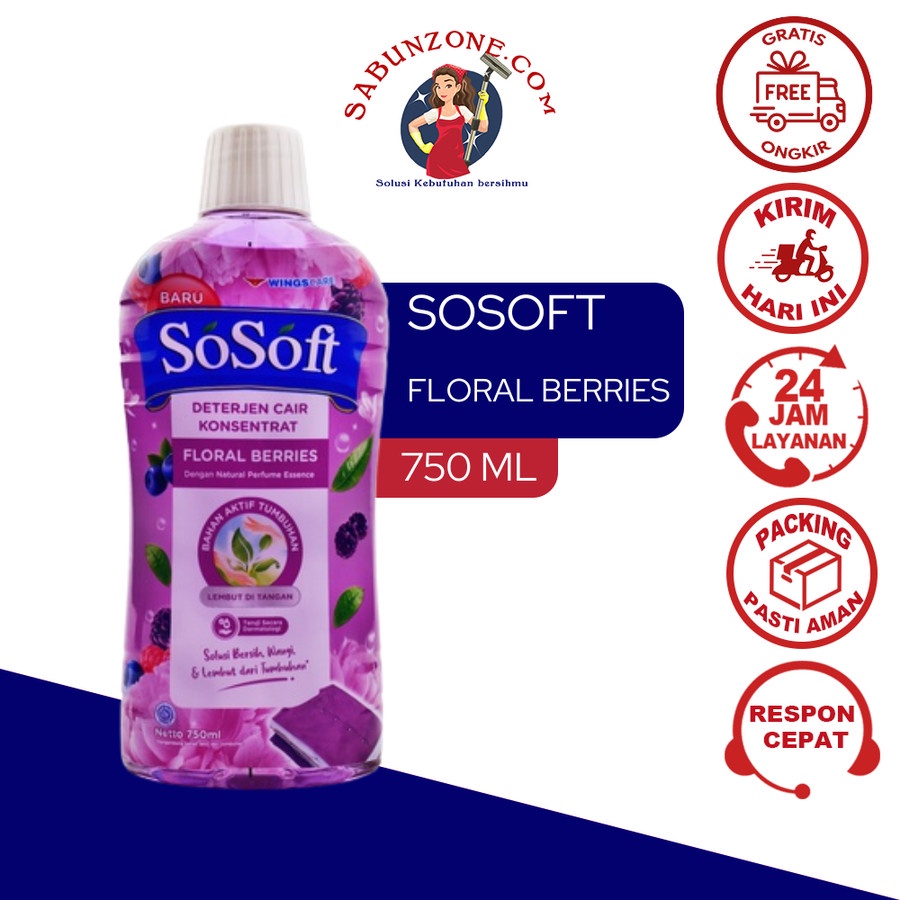 Jual Detergen Cair Liquid So Soft Floral Berries Ungu 750 ml | Shopee ...
