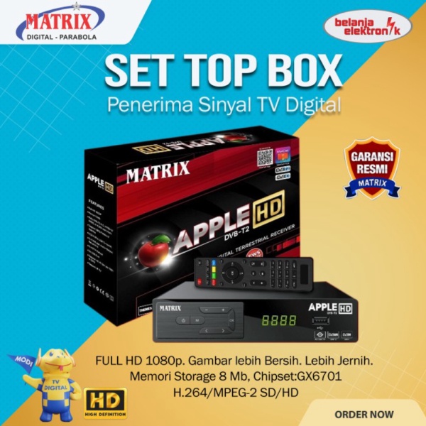 Jual SET TOP BOX MATRIX APPLE HD DVB-T2 RECEIVER PENERIMA SINYAL TV DIGITAL Murah | Shopee Indonesia