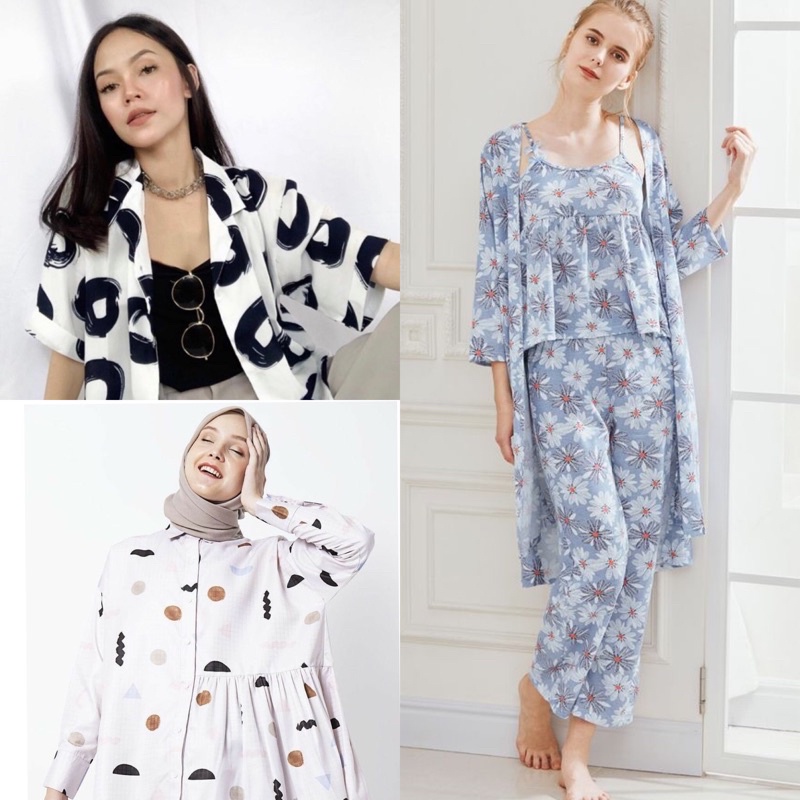 Jual Kain Katun Rayon Motif Viscose Premium Uniqlo. Bahan Pajamas, Daily | Shopee Indonesia