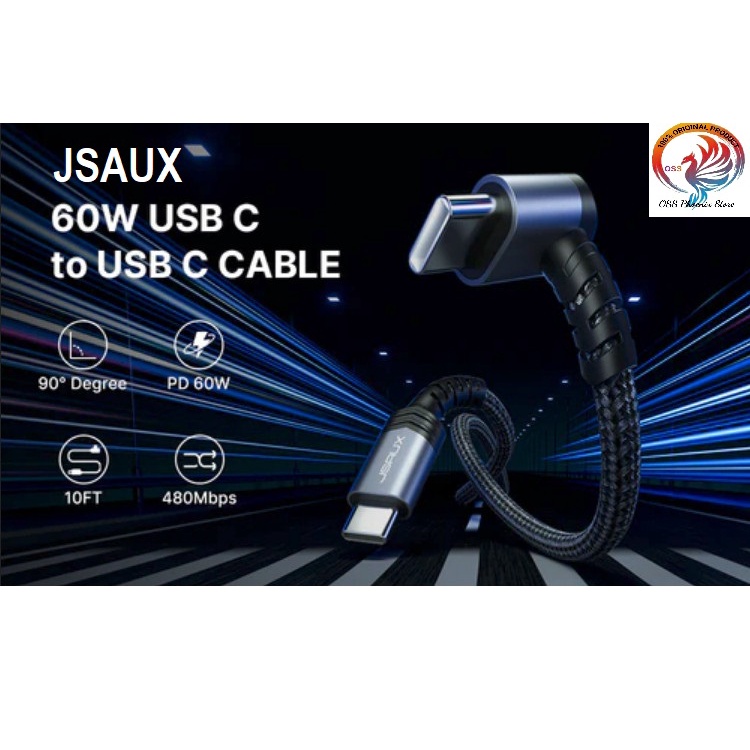 Jual Kabel Charge JSAUX 90 Degree USB C to USB C Fast Charge Cable for ...