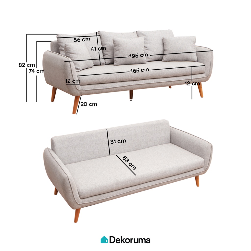 Jual Dekoruma HIKI Sofa Tamu Minimalis 3 Dudukan Kain / Sofa 3 Seater ...