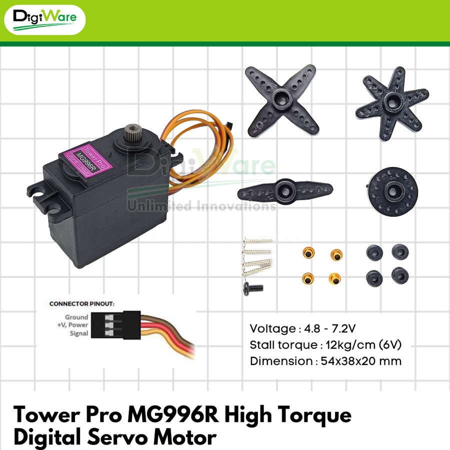 Jual Tower Pro MG996R High Torque Digital Servo Motor 12Kg/cm | Servo MG996R | Shopee Indonesia