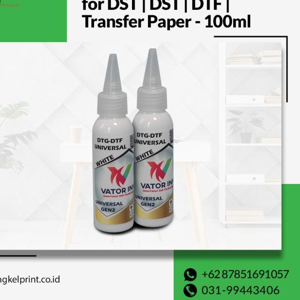 Jual Tinta Vator Universal Gen 2 WHITE for DTG | DST | DTF 100ml | Shopee Indonesia