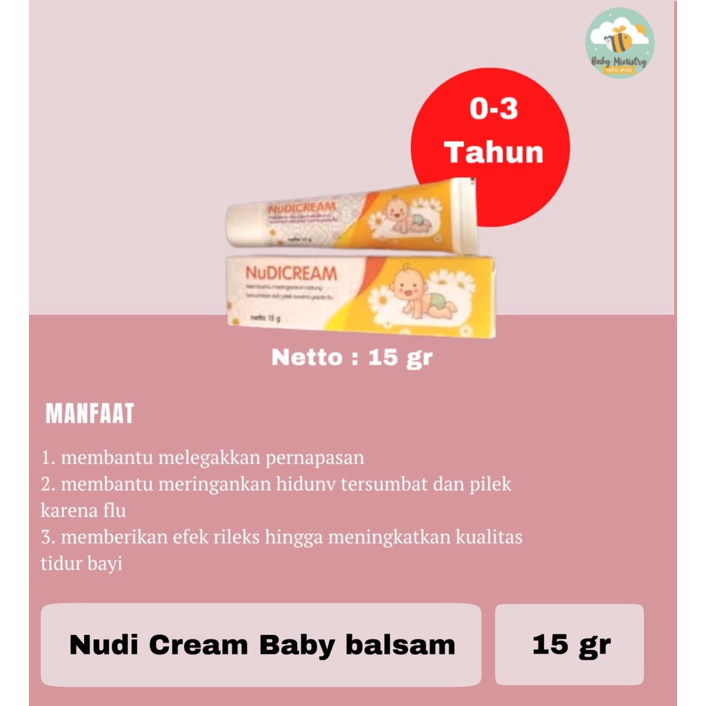 Jual (new) Nudi Cream Baby Balsam 15gr / Balsam Batuk Pilek Bayi dan Anak Flu / Nudicream ...